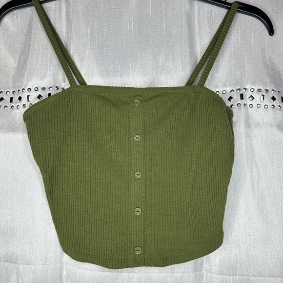 Bozzolo | Tops | Army Green Cropped Tank Cami With Buttons In Front ...